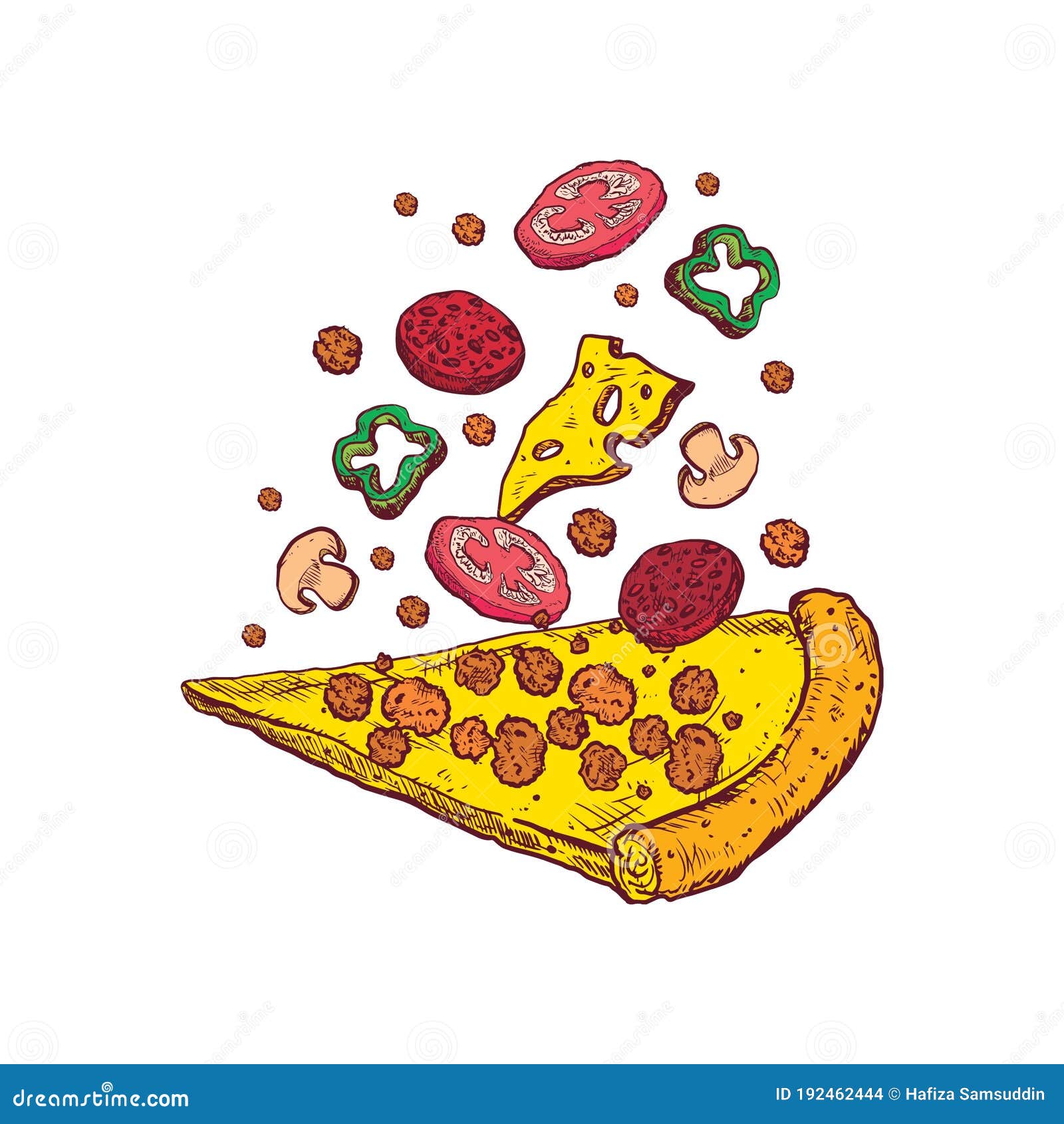 Pizza Exploded View. Vector Illustration Decorative Design ...