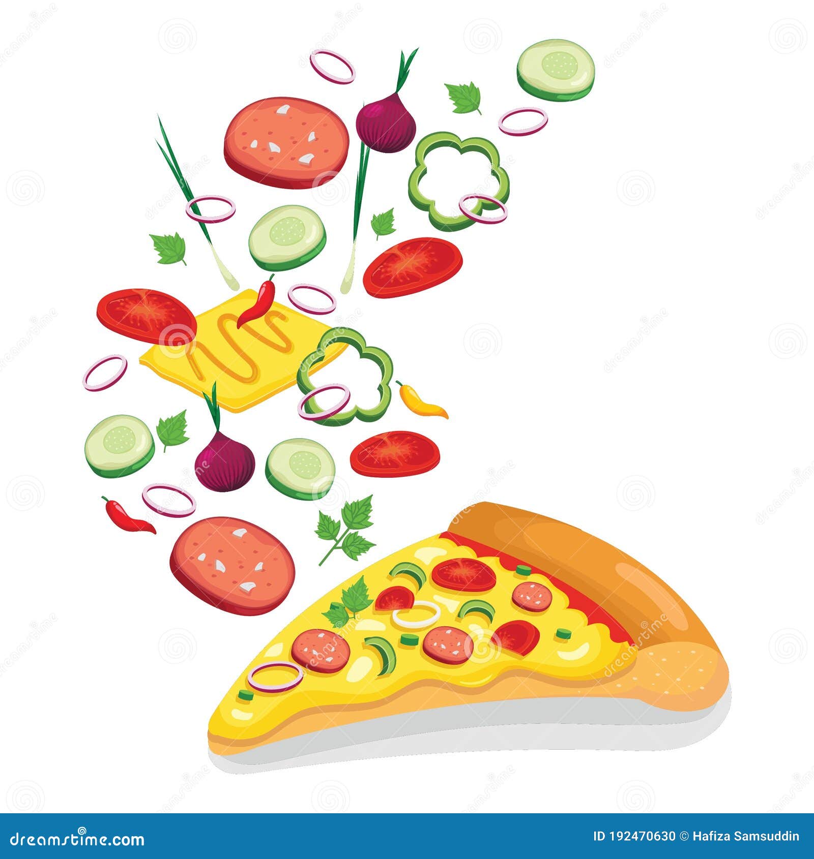 Pizza Exploded View. Vector Illustration Decorative Design ...