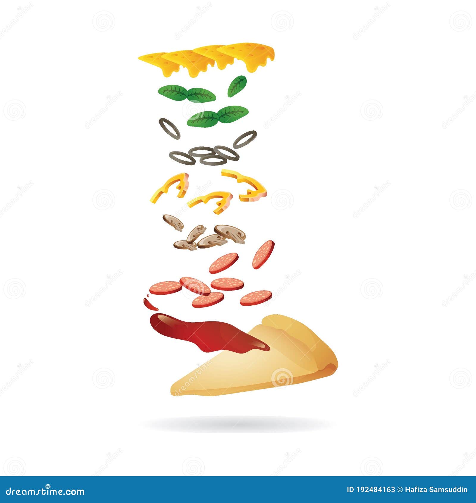 Pizza Exploded View. Vector Illustration Decorative Design ...