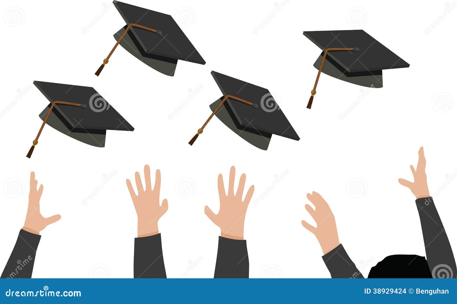 Tossing Graduation Caps Background Vector Illustration | CartoonDealer ...