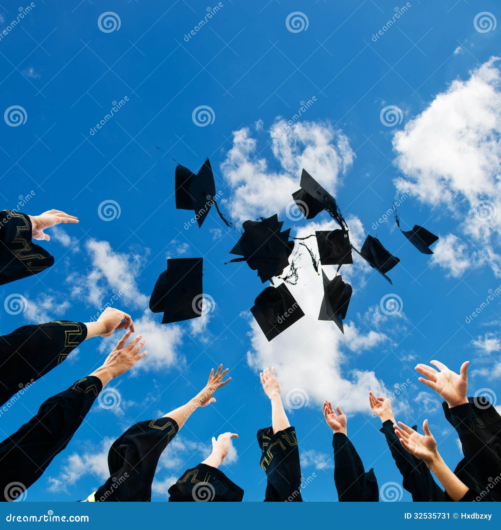 Tossing up hats stock image. Image of accomplish, commencement - 32535731