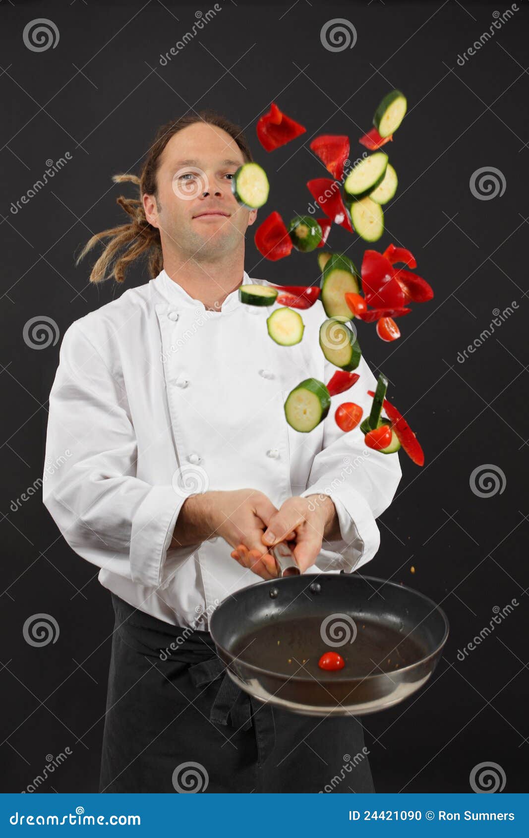 Tossing Vegetables while Cooking Stock Photo - Image of meal, male ...