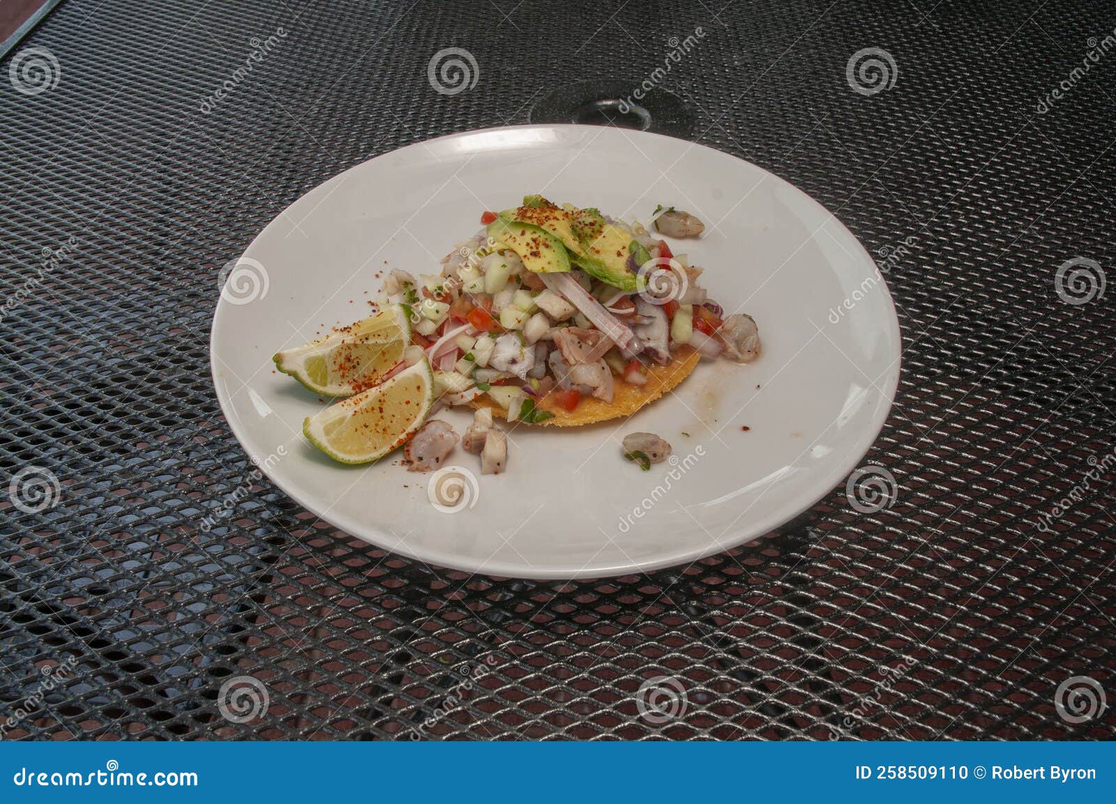 Tostada de ceviche foto de archivo. Imagen de crudo - 258509110