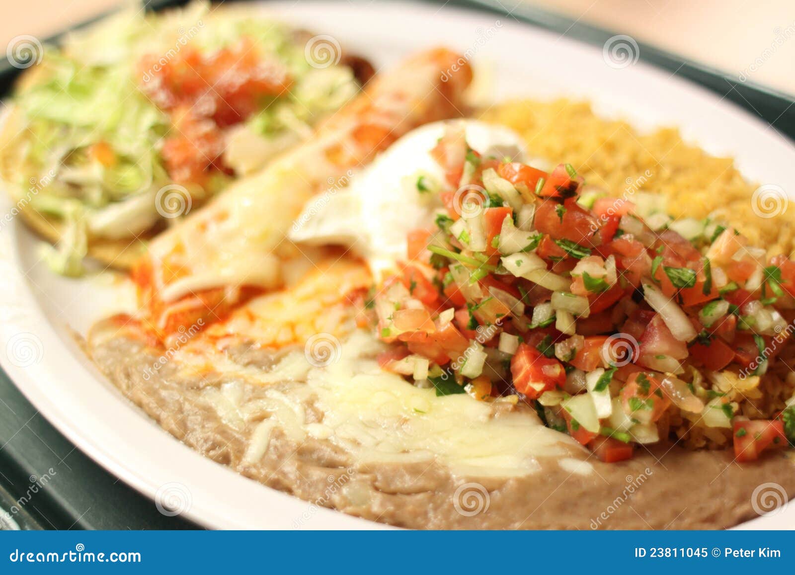 Tostada and Enchilada Plate Stock Image - Image of enchilada, food ...