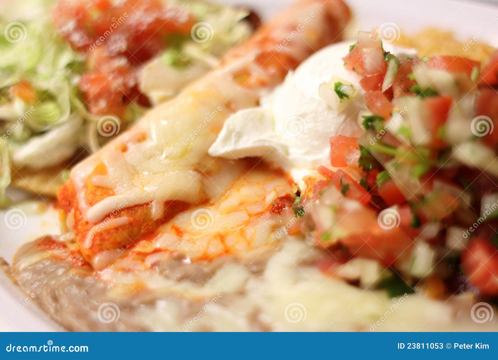 Tostada and Enchilada Plate Stock Image - Image of cheese, mexican ...