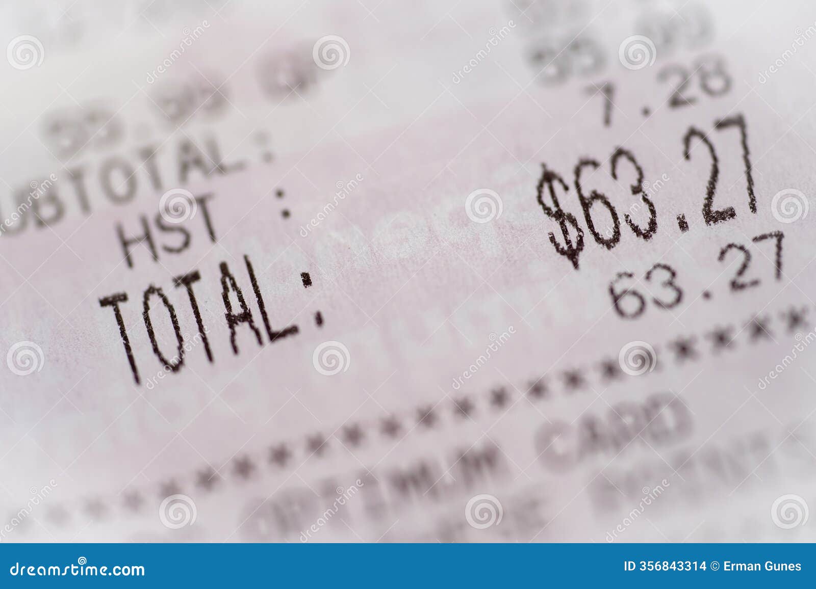 Total Amount and HST (Harmonized Sales Tax) in Dollars on a Receipt ...