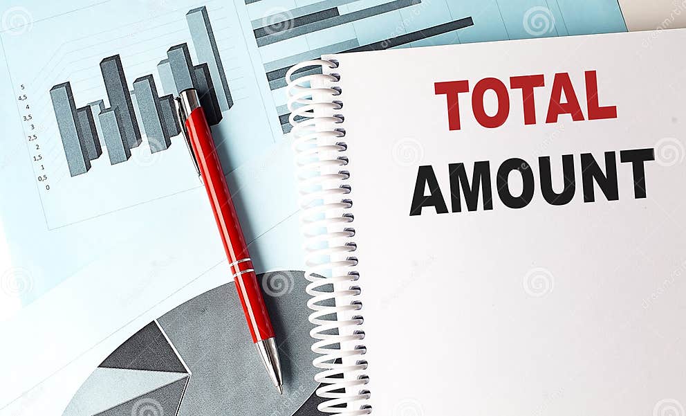 TOTAL AMOUNT Text on Notebook on Chart Background Stock Photo - Image ...