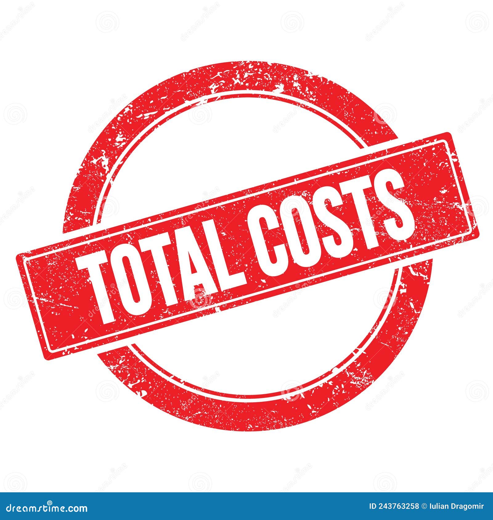 TOTAL COSTS Text on Red Grungy Round Stamp Stock Illustration ...