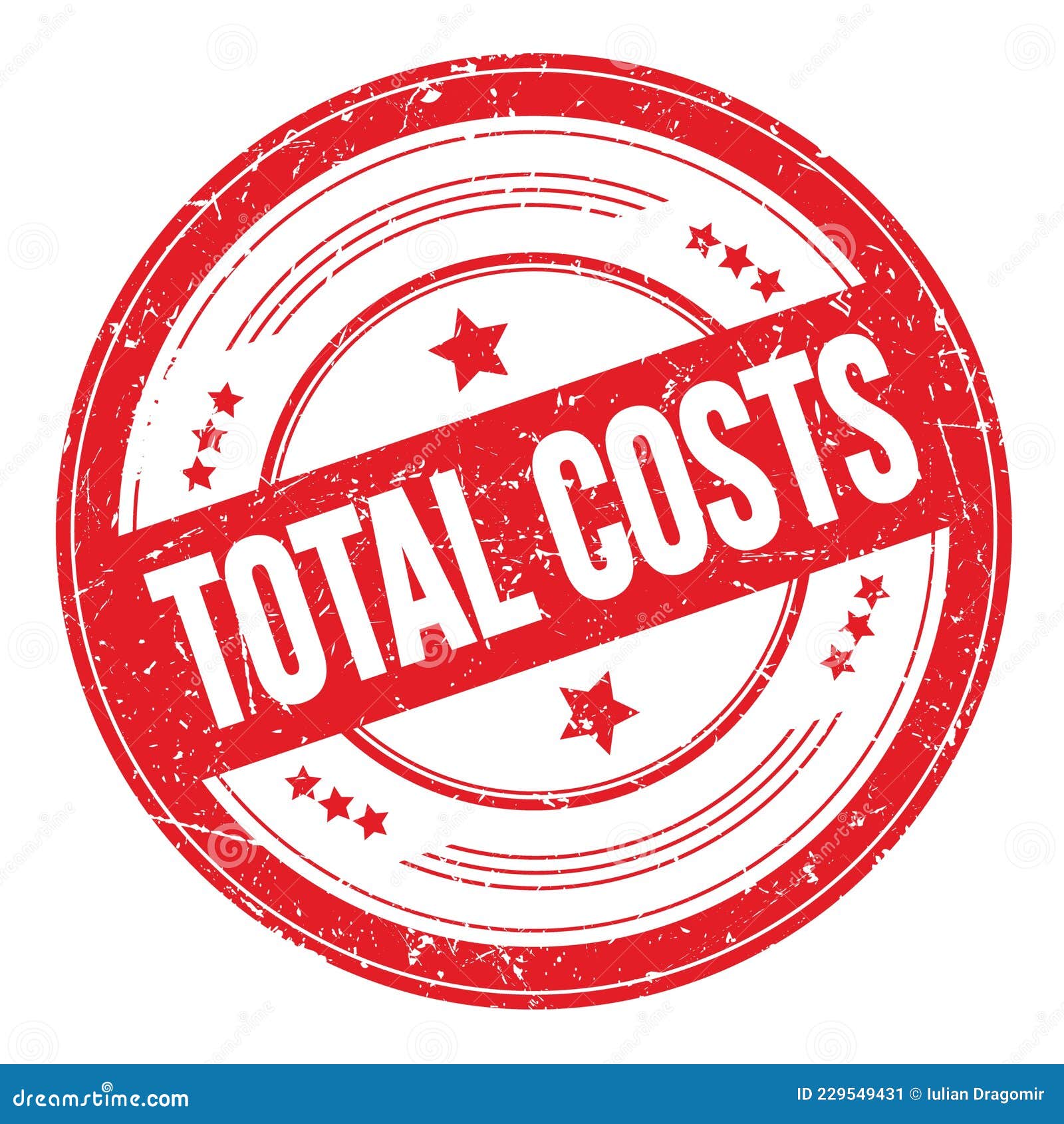 TOTAL COSTS Text on Red Round Grungy Stamp Stock Illustration ...