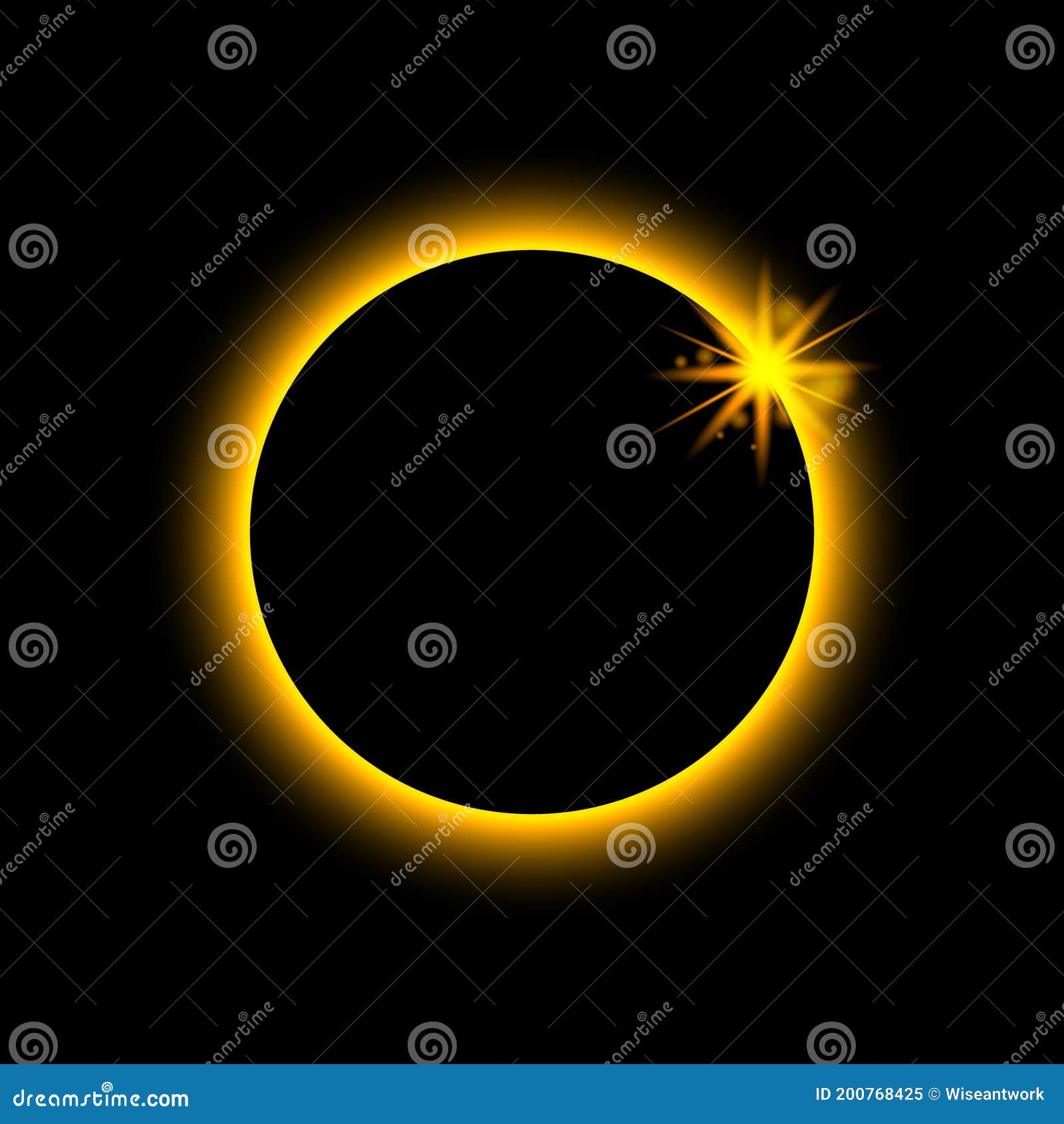Total Eclipse Solar. Sun Planet Glows in Ring. Circle Earth in Fire ...
