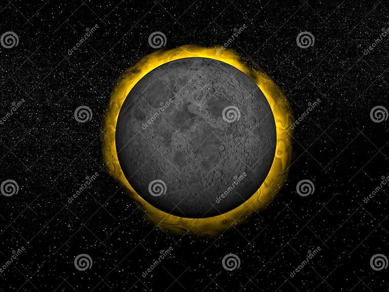 Total Eclipse of the Sun - 3D Render Stock Illustration - Illustration ...