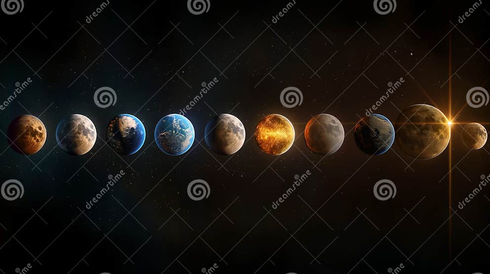 A Total Eclipse of the Sun, Solar Eclipse, Solar System Planets Stock ...