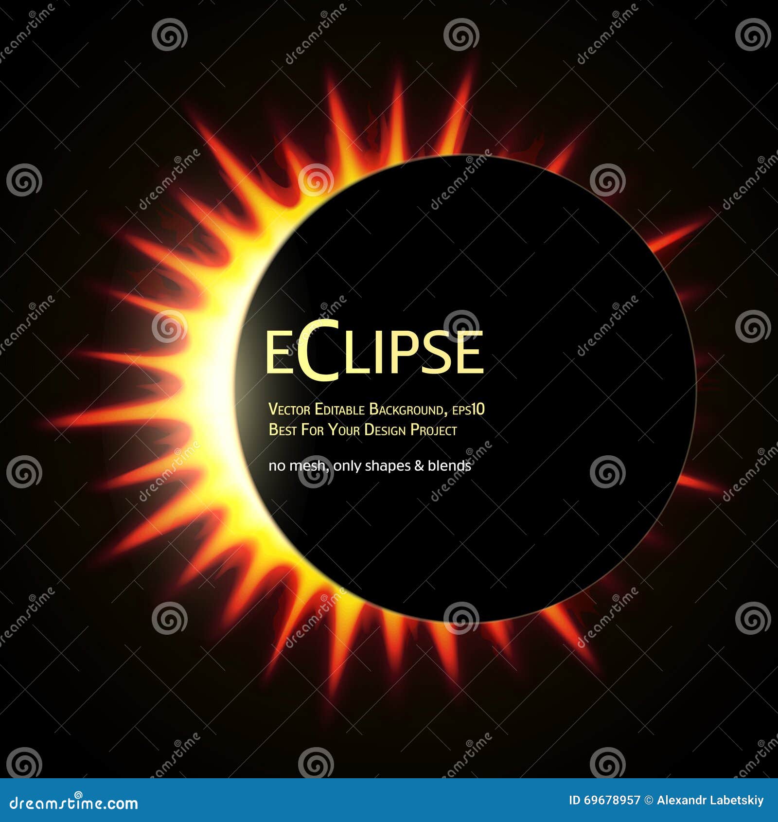 Total eclipse of the sun stock vector. Illustration of corona - 69678957