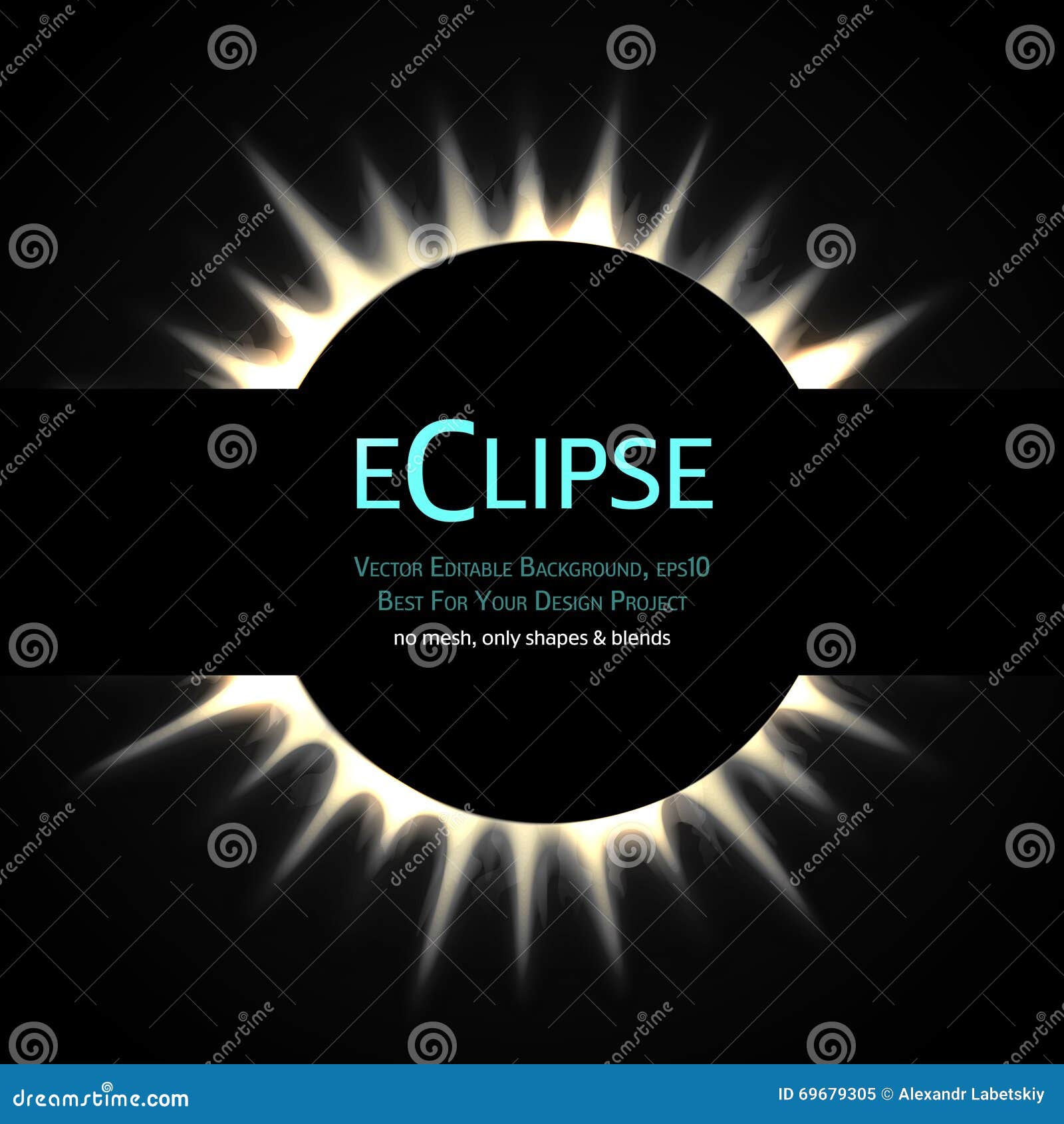 Total eclipse of the sun stock vector. Illustration of flare - 69679305