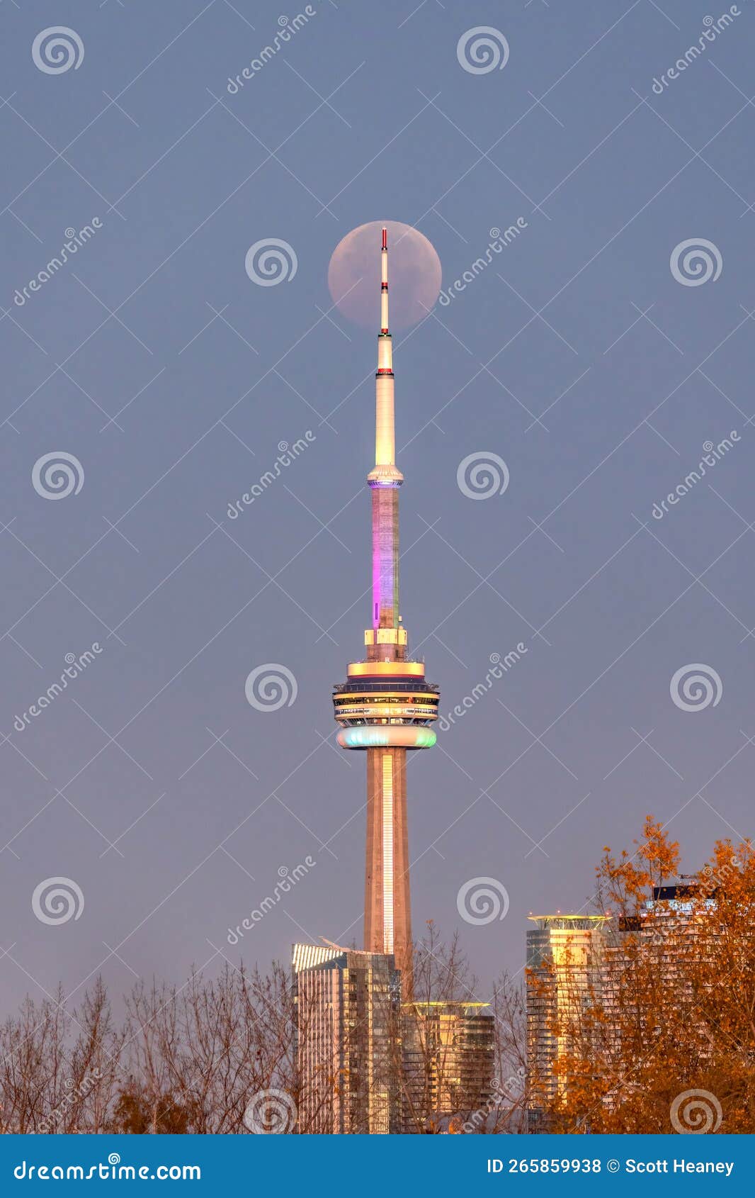 Total Lunar Eclipse Full Moon Behind the CN Tower Stock Photo - Image ...