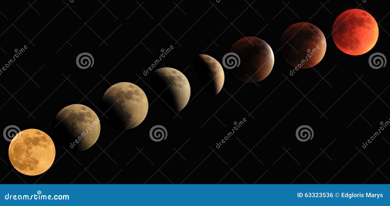 Total Lunar Eclipse Progression To Blood Moon Stock Photo - Image of ...