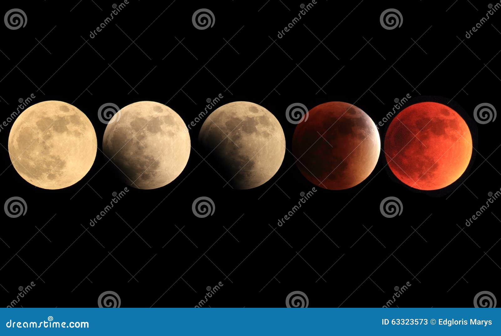 Total Lunar Eclipse Progression To Blood Moon Stock Image - Image of ...