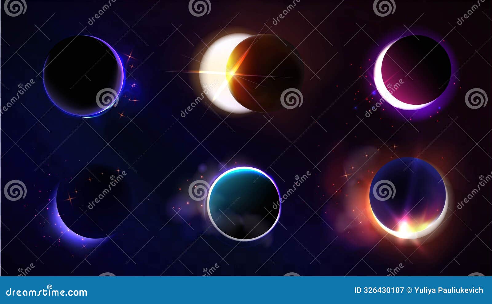 Total and Partial Solar Eclipse Stock Illustration - Illustration of ...