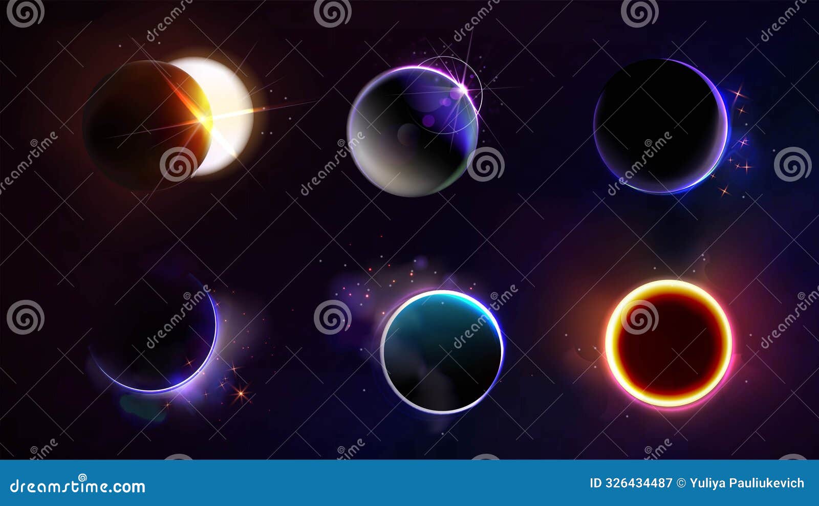 Total and Partial Solar Eclipse Stock Illustration - Illustration of ...