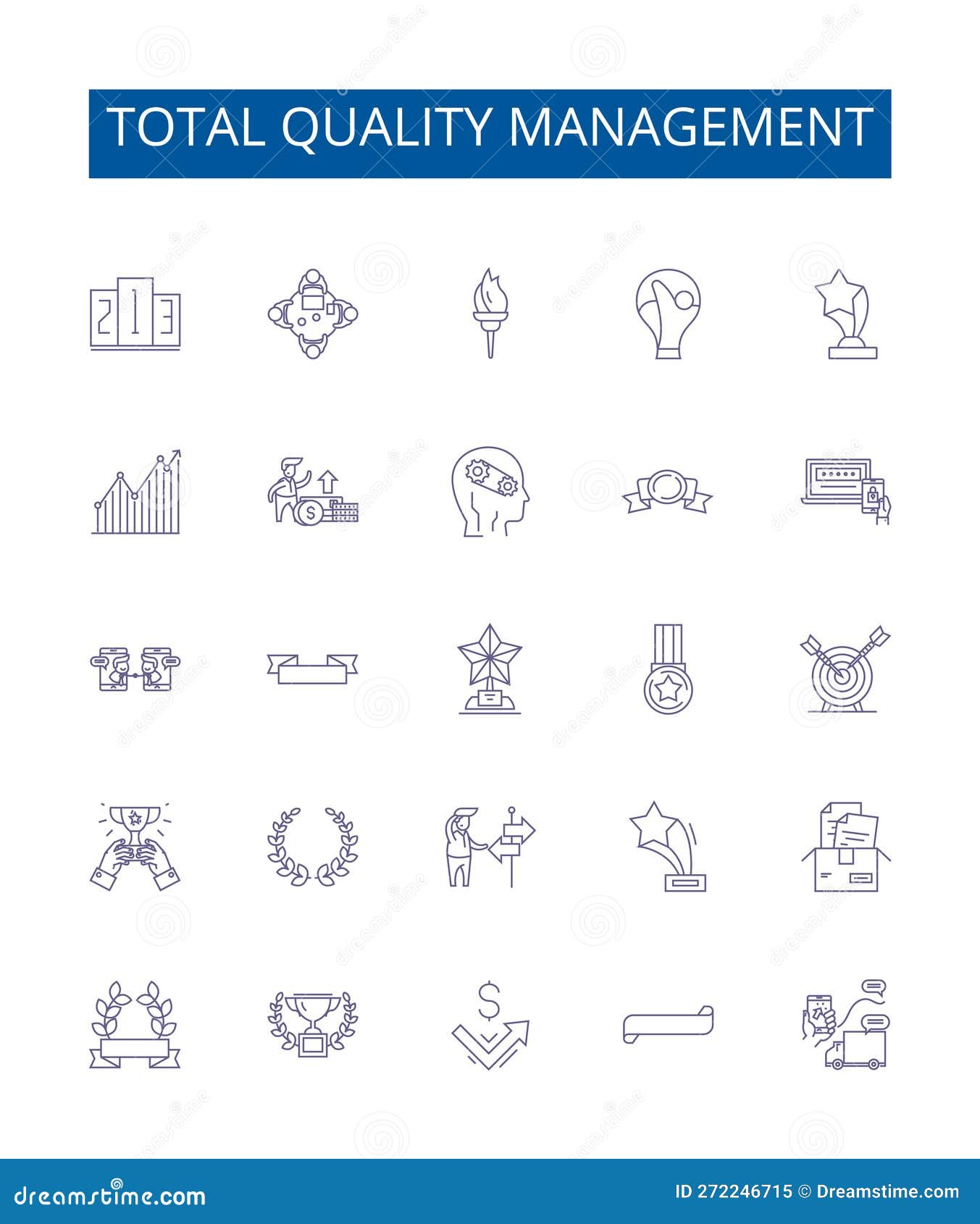 Total Quality Management Line Icons Signs Set. Design Collection of ...