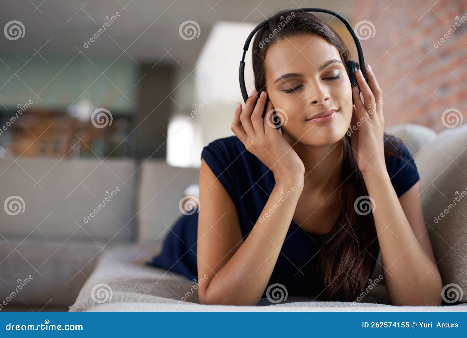 Total Relaxation On The Weekend A Beautiful Young Woman Lying On The
