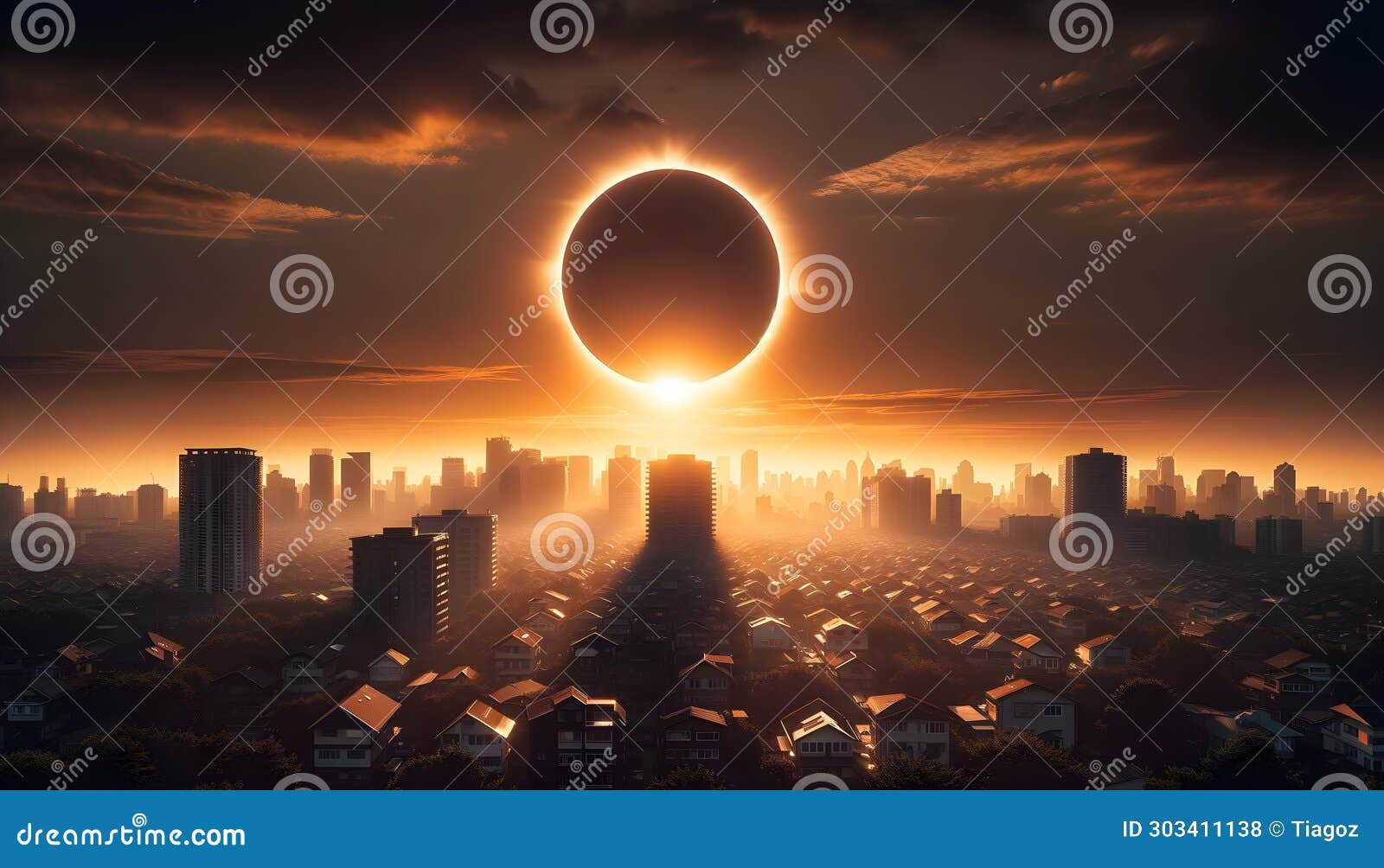Total Solar Eclipse. AI Generated Stock Illustration - Illustration of ...