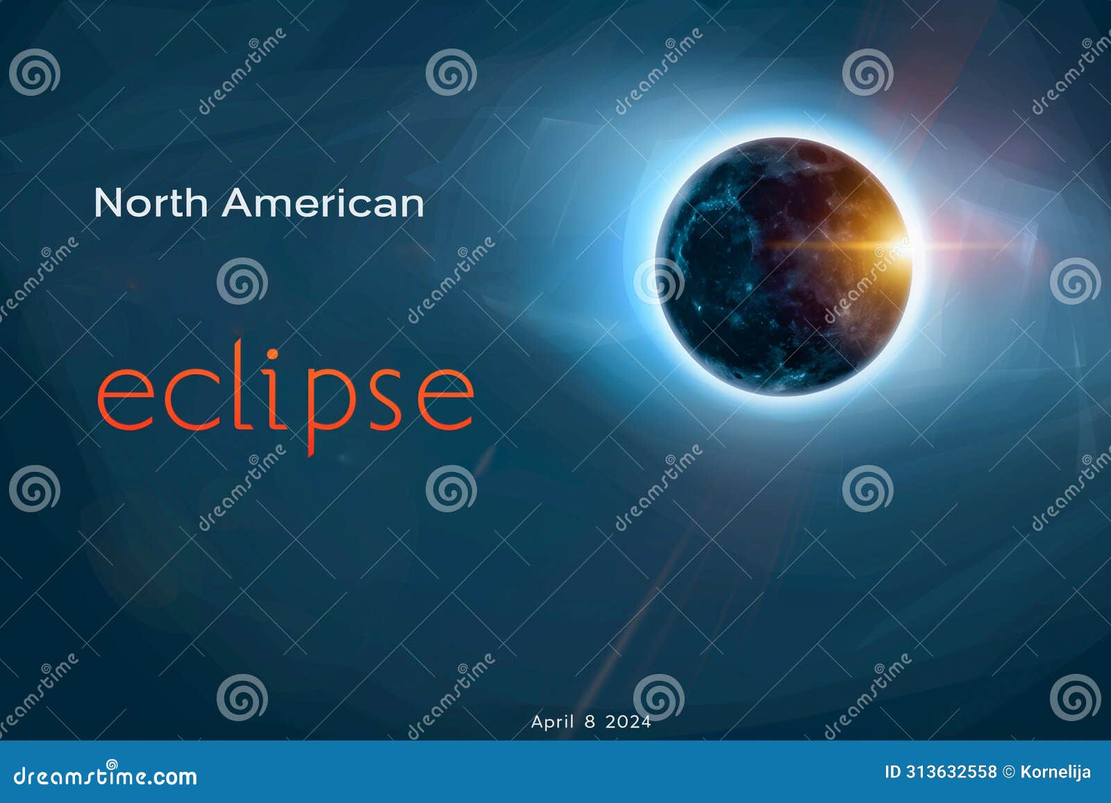 Total Solar Eclipse 2024 Banner Template with Information Text Stock ...