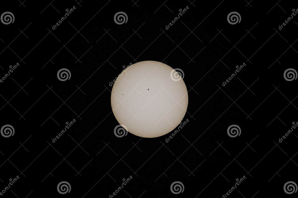 Total Solar Eclipse Beginning - Sun with Sunspots Stock Photo - Image ...