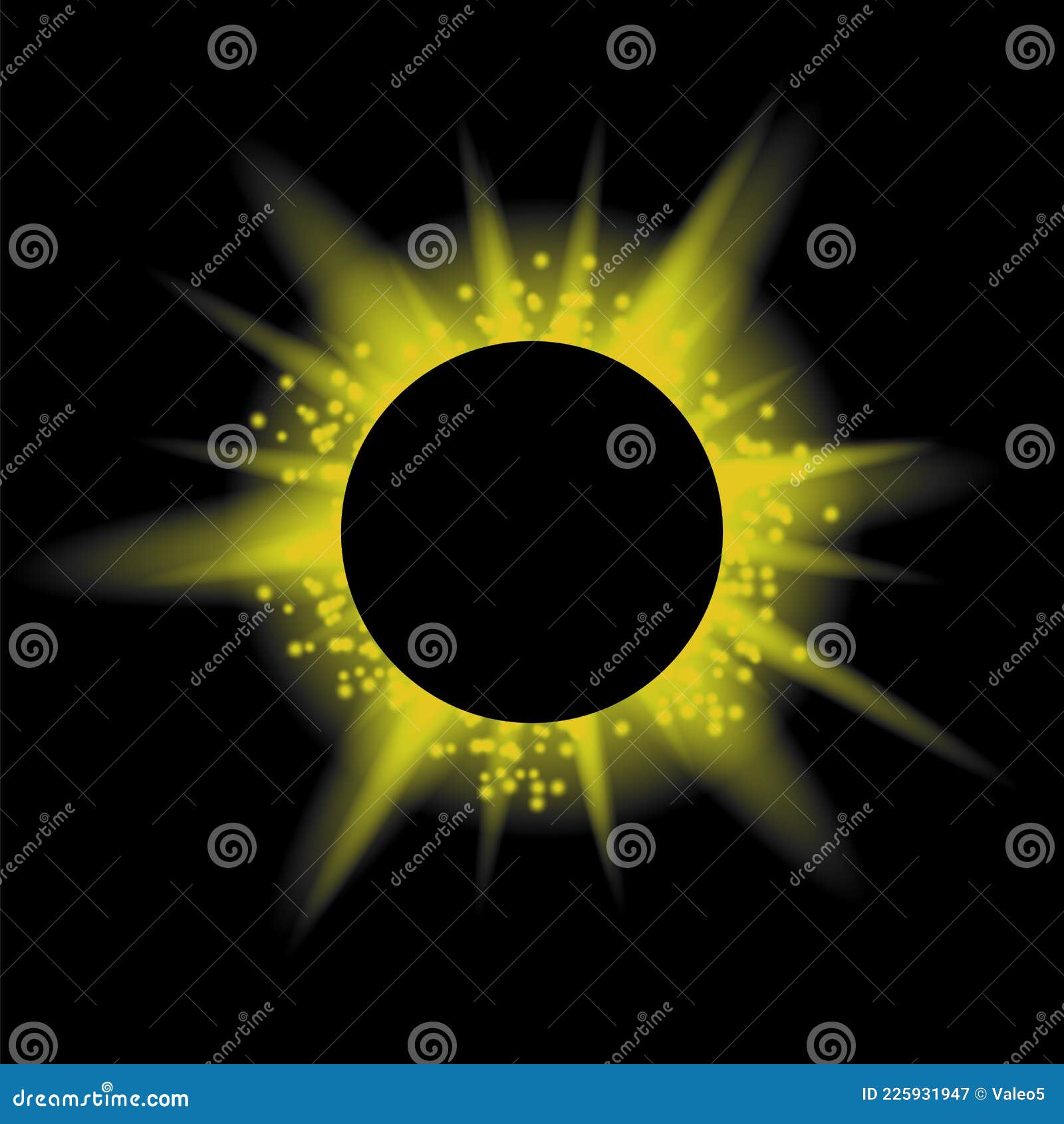 Total Solar Eclipse on Black Background. Abstract Light Effect Stock ...