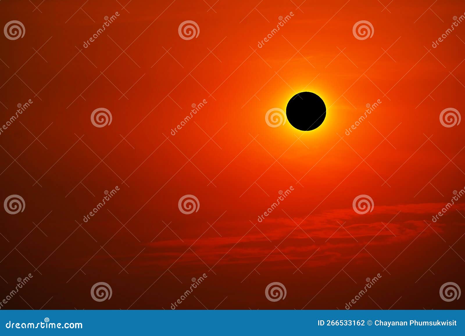 Total Solar Eclipse on Clear Red Orange Sky Sunset in Evening Stock ...