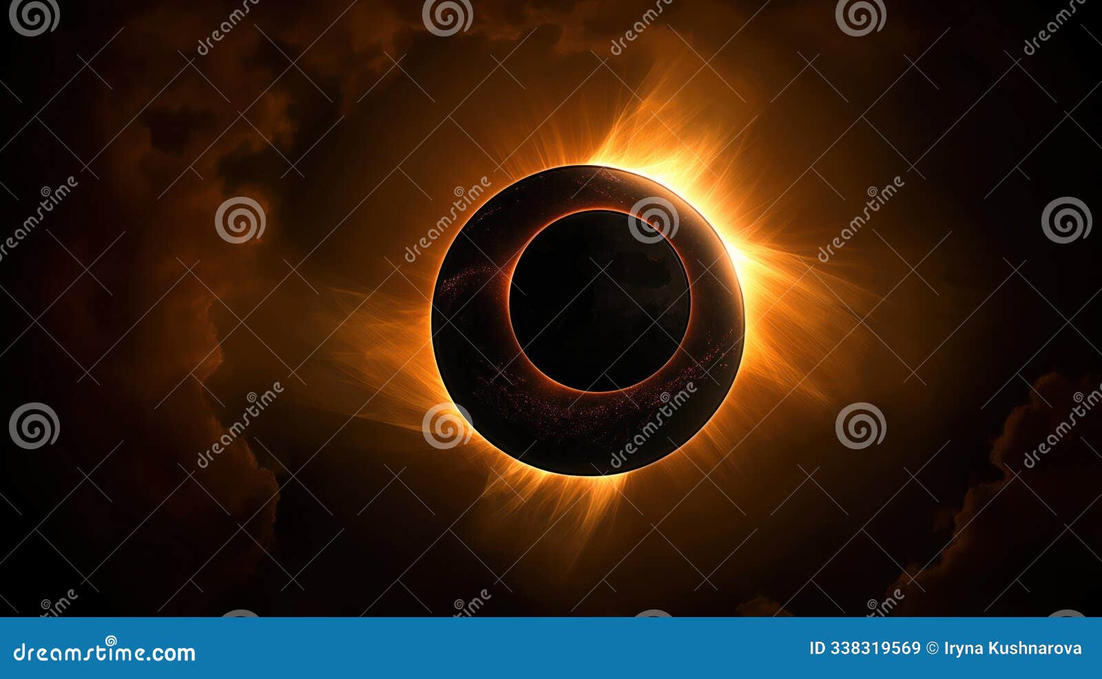 Total Solar Eclipse with Corona Visible Around Sun. Dark Sky with ...