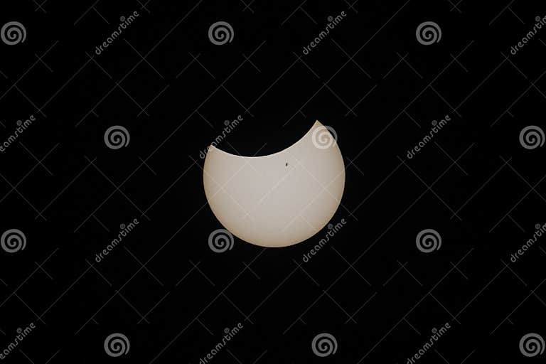 Total Solar Eclipse Ending - Moon Over Sun with Sunspots Stock Image ...