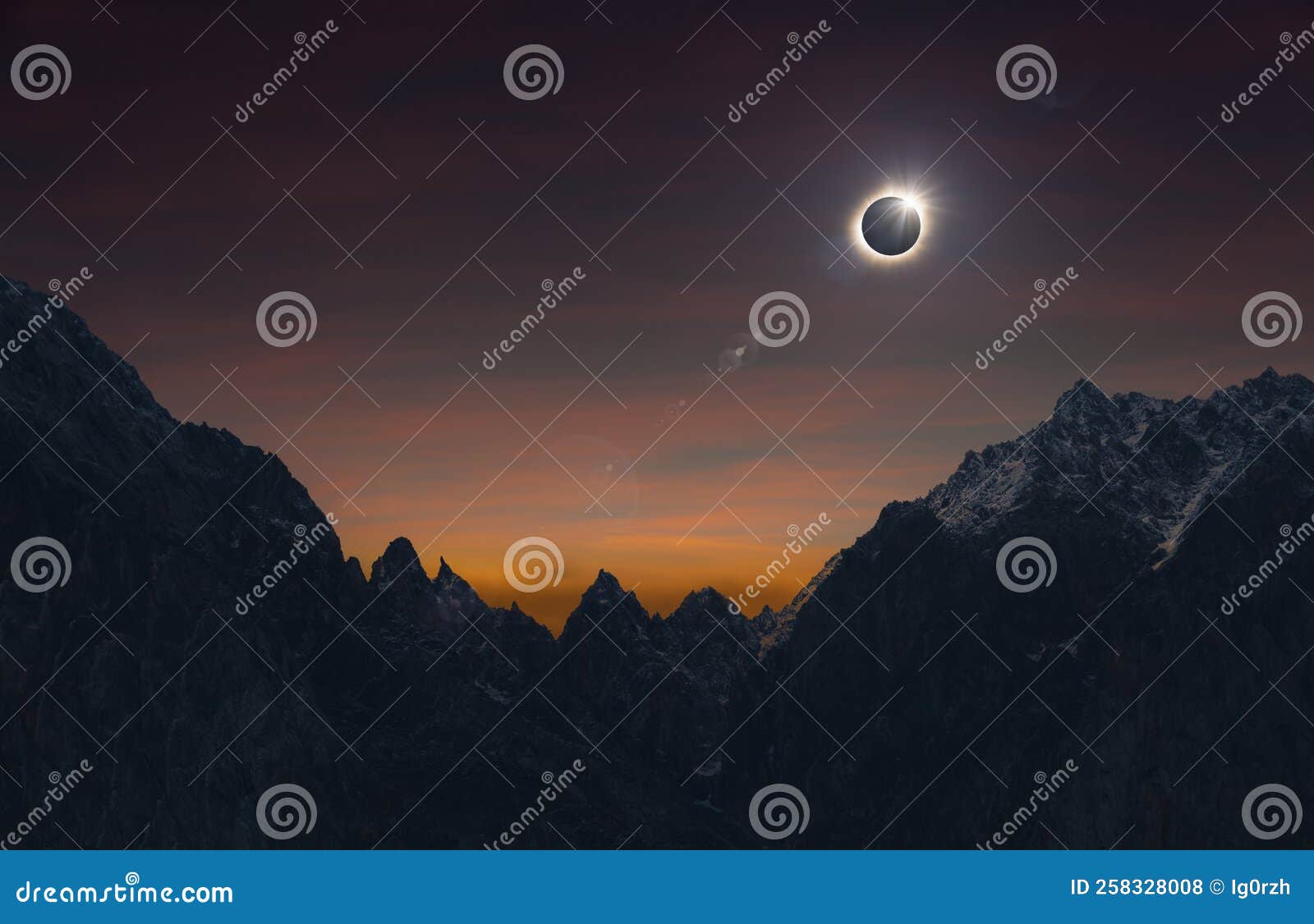 Total Solar Eclipse Over High Mountains, Amazing Dark Mysterious ...