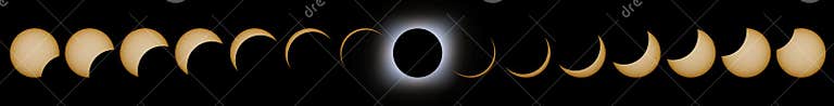 Total Solar Eclipse Phases. Composite Solar Eclipse Stock Illustration ...