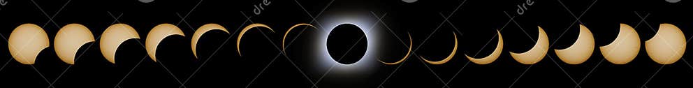 Total Solar Eclipse Phases. Composite Solar Eclipse Stock Illustration ...