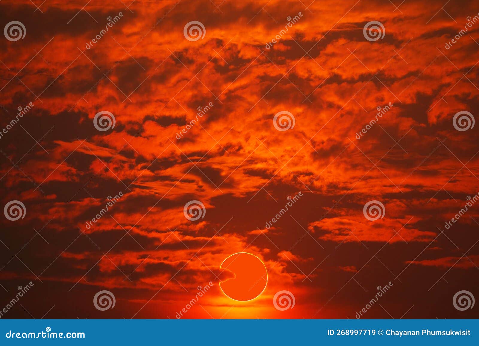 Total Solar Eclipse on Red Orange Sky Sunset in Evening Stock Image ...