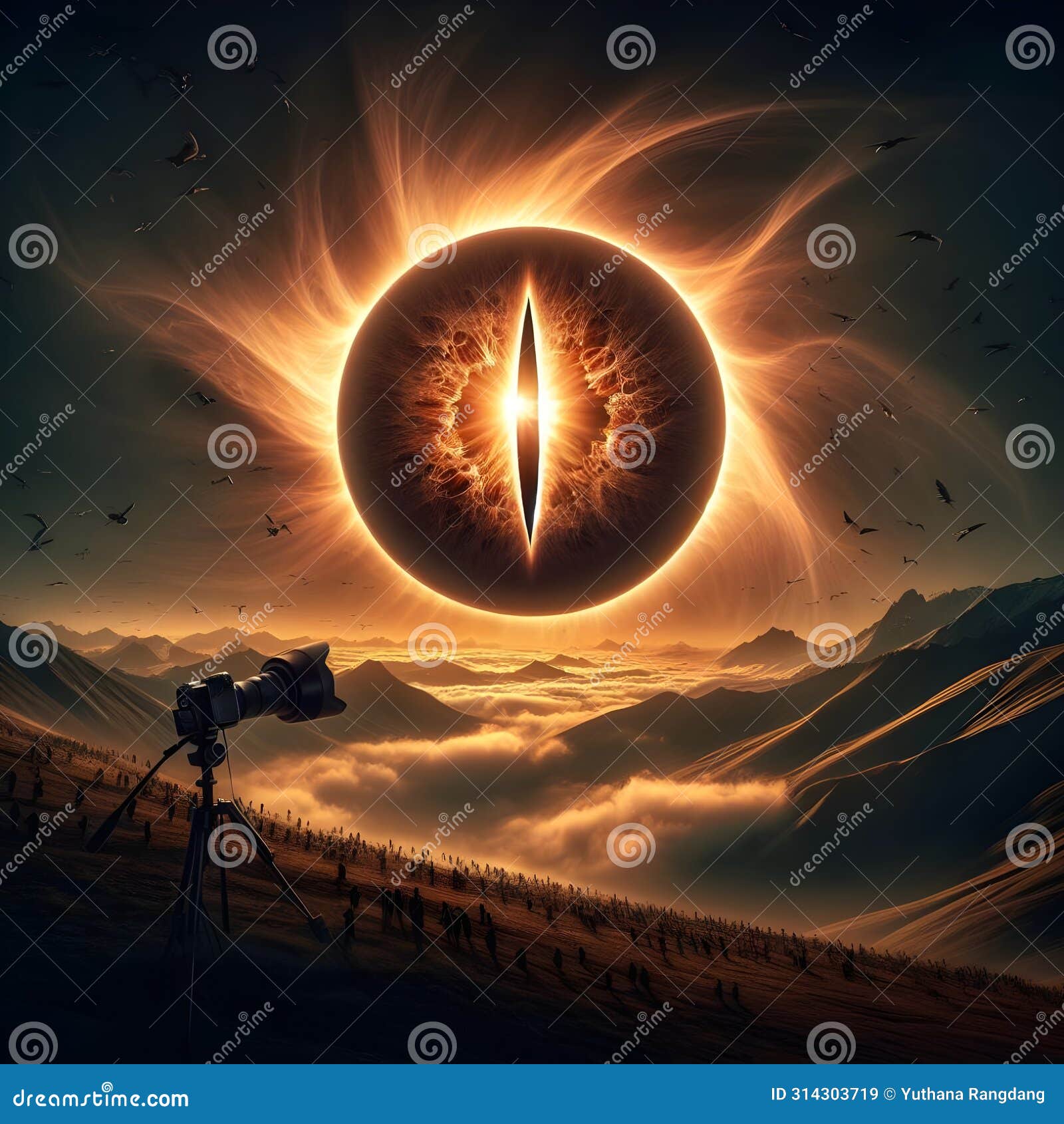 Total Solar Eclipse Scene that Resembles the Eye of Sauron. Stock ...