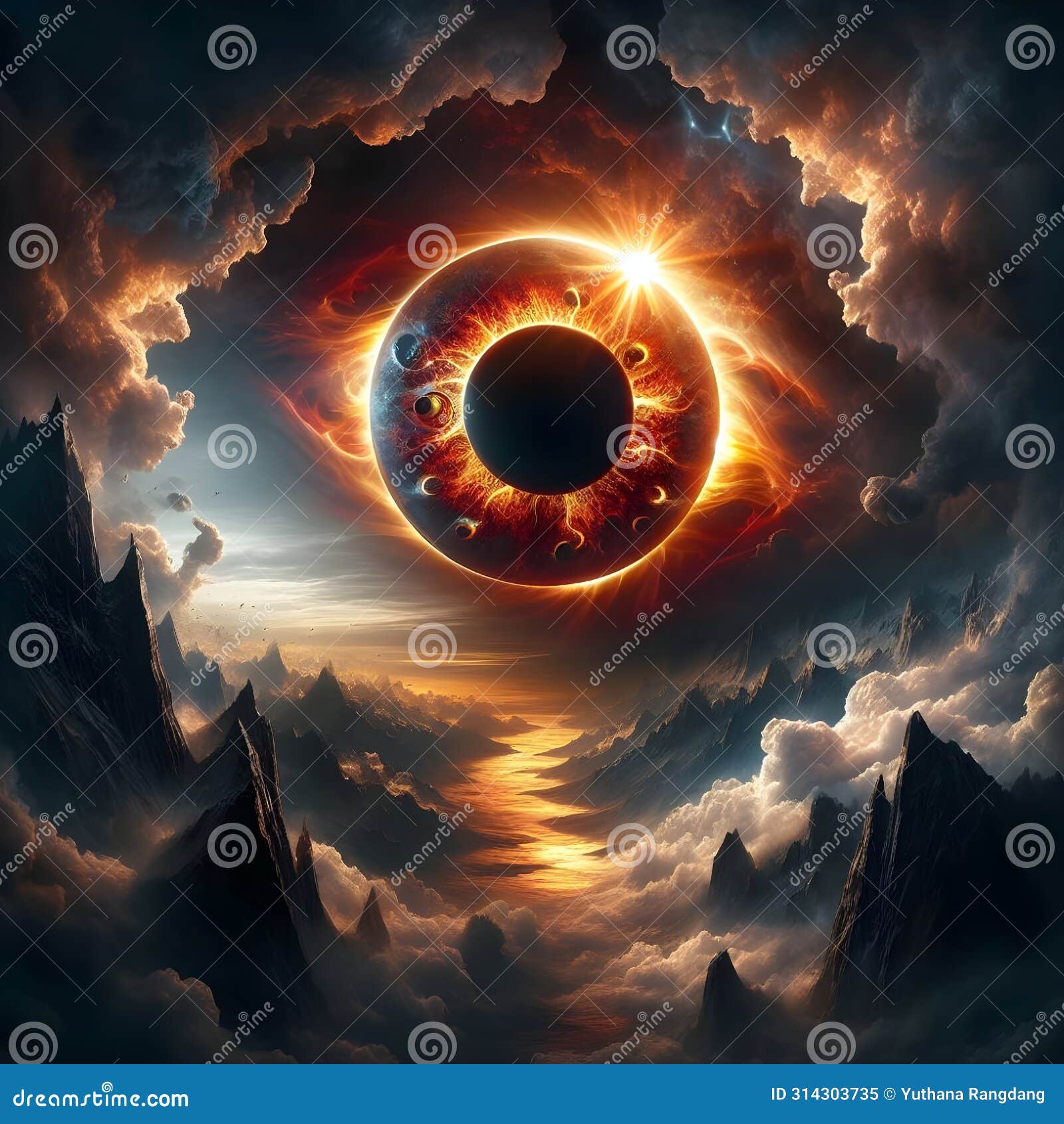 Total Solar Eclipse Scene that Resembles the Eye of Sauron. Stock ...