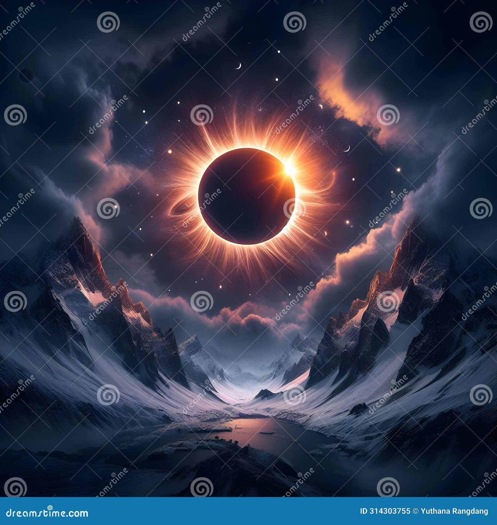 Total Solar Eclipse Scene that Resembles the Eye of Sauron. Stock ...