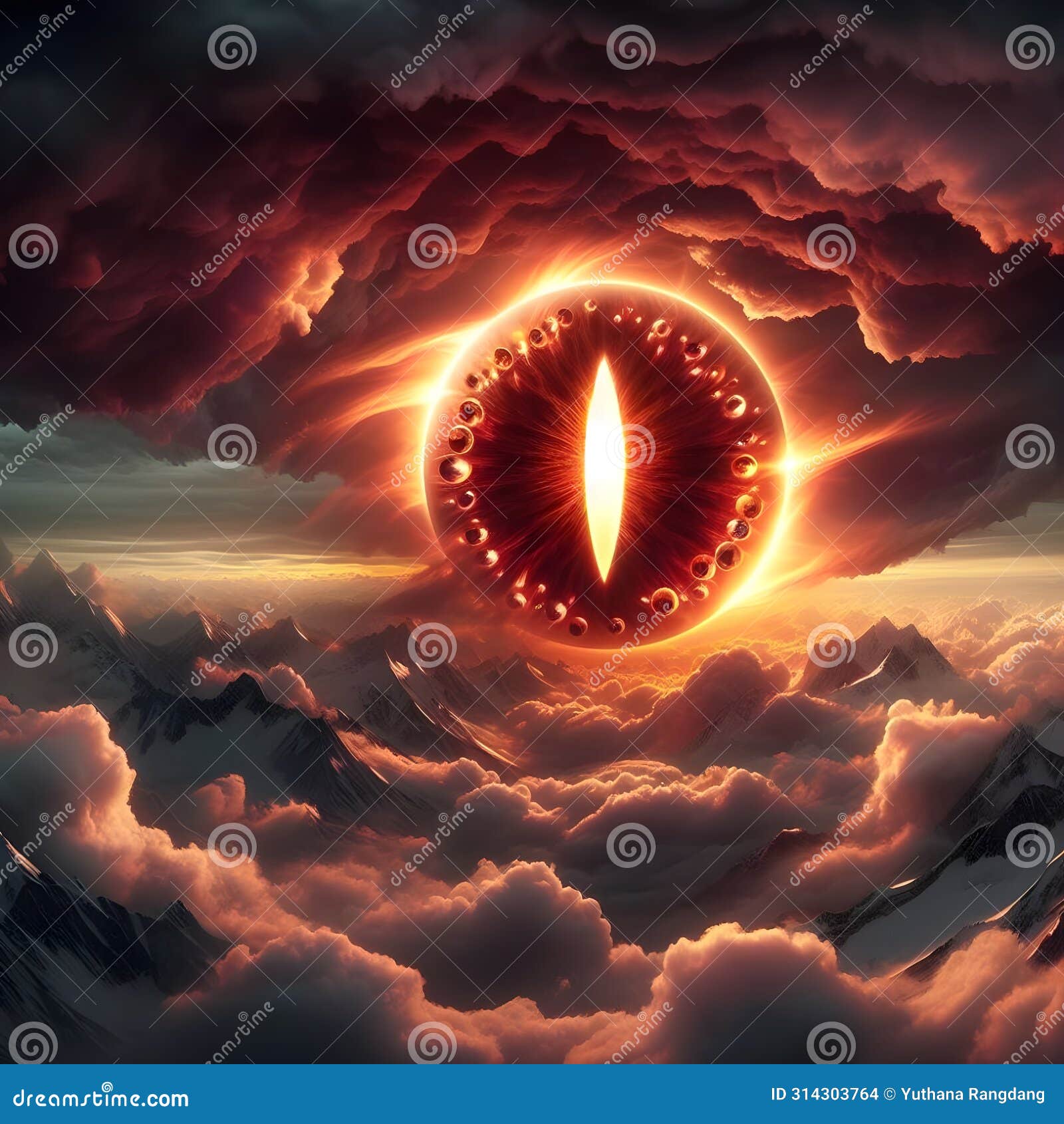 Total Solar Eclipse Scene that Resembles the Eye of Sauron. Stock ...