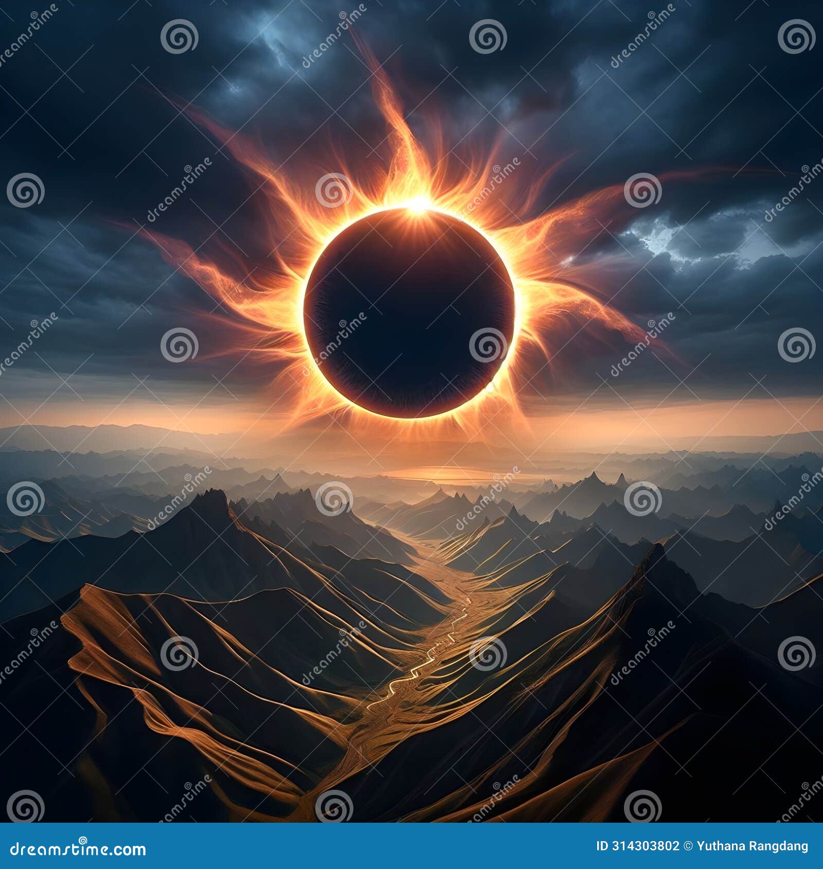 Total Solar Eclipse Scene that Resembles the Eye of Sauron. Stock ...