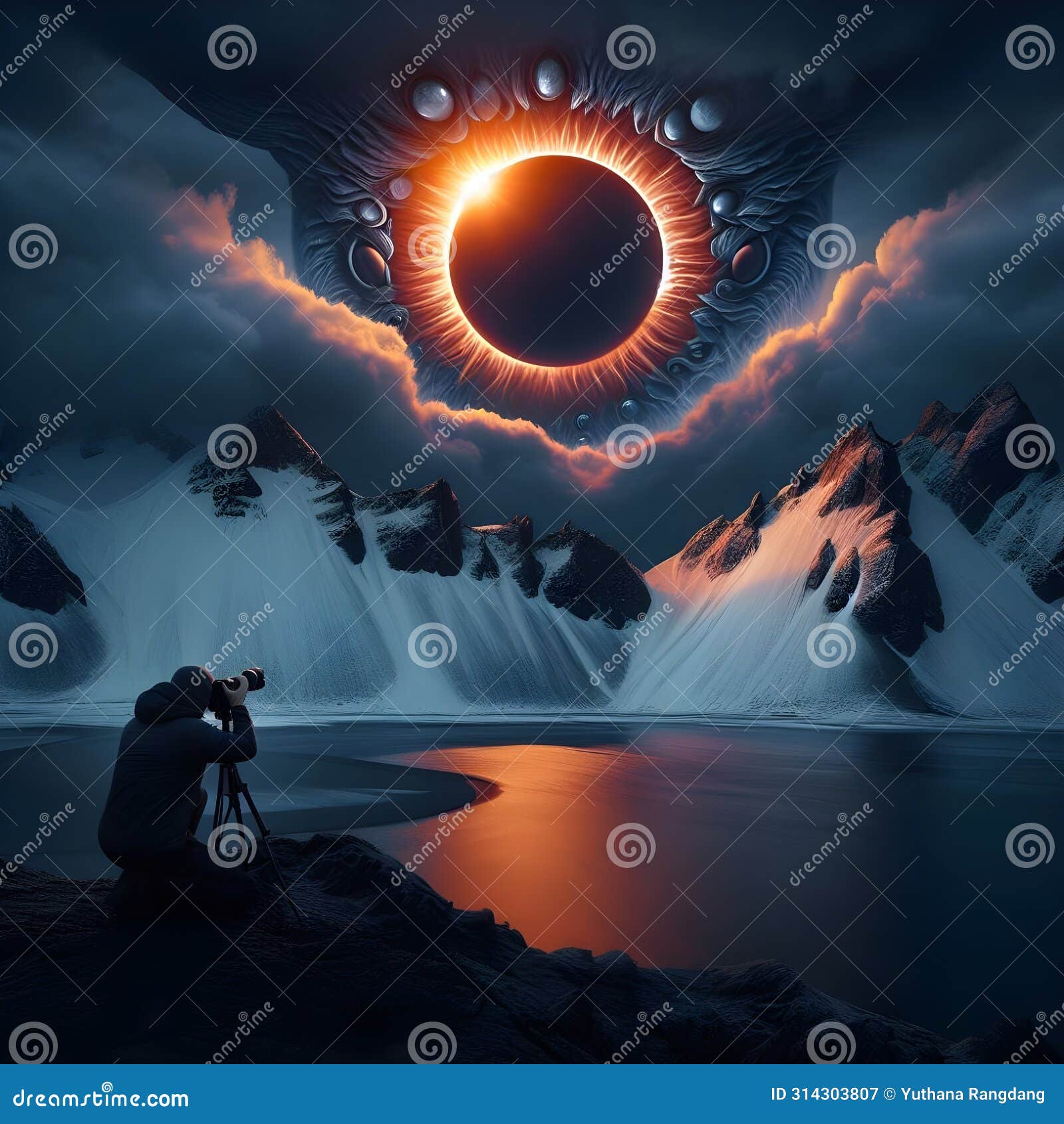 Total Solar Eclipse Scene that Resembles the Eye of Sauron. Stock ...