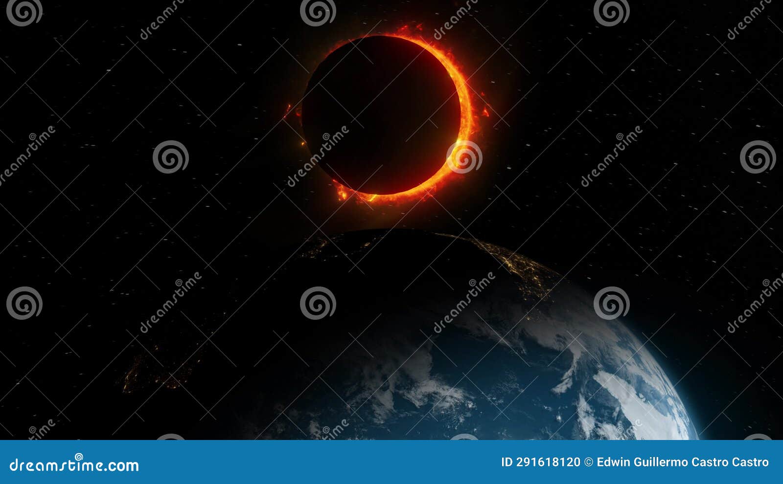 Total Solar Eclipse Seen from Earth S Orbit in Outer Space Stock ...
