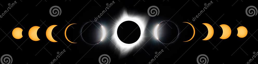 Total Solar Eclipse Sequence with Different Size Stock Illustration ...