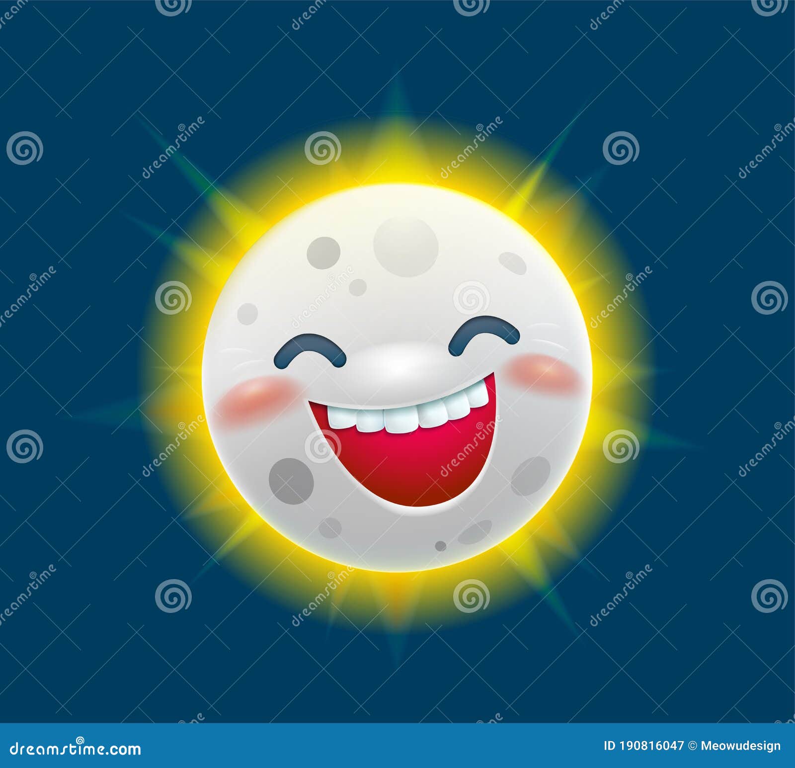 Total Solar Eclipse with Smiling Face of Moon Stock Vector ...