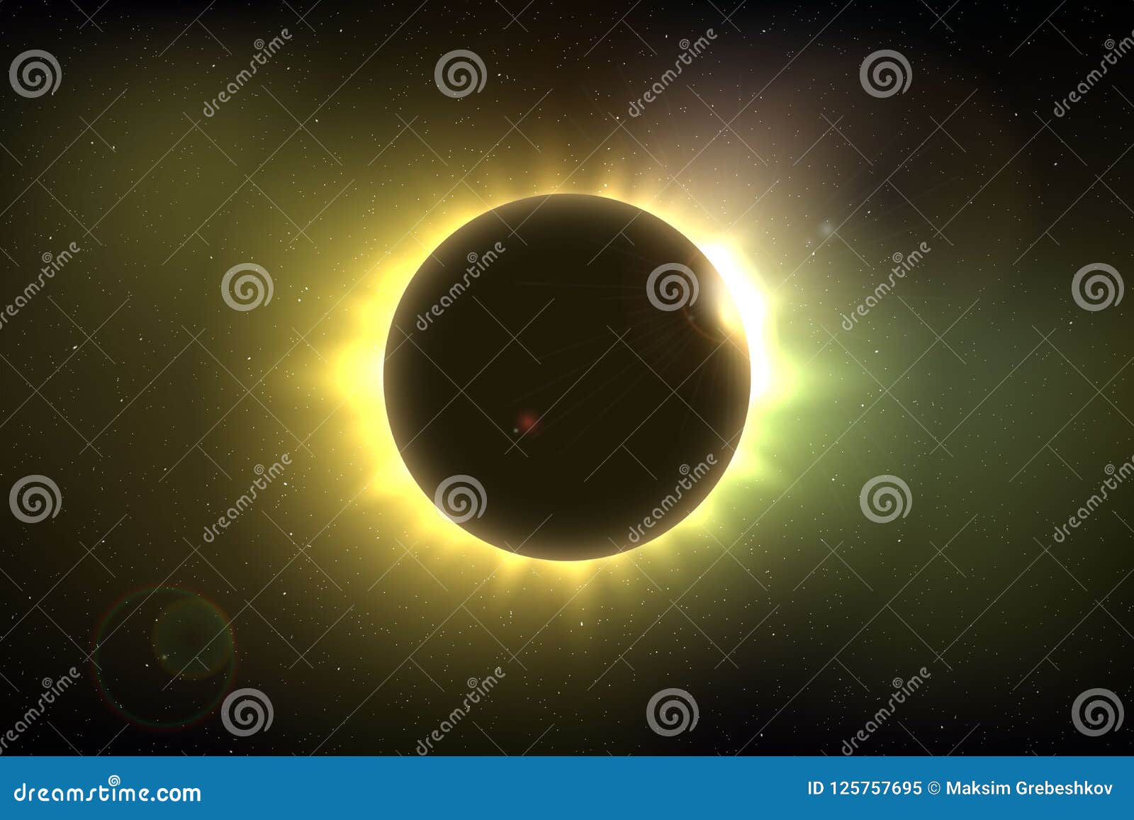 Total solar eclipse stock vector. Illustration of energy - 125757695