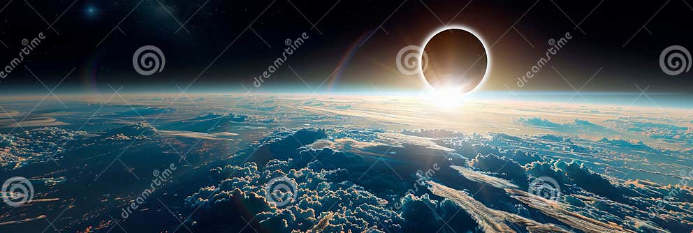Total Solar Eclipse from Space, Cosmic Background Stock Image - Image of magneticfield, space ...
