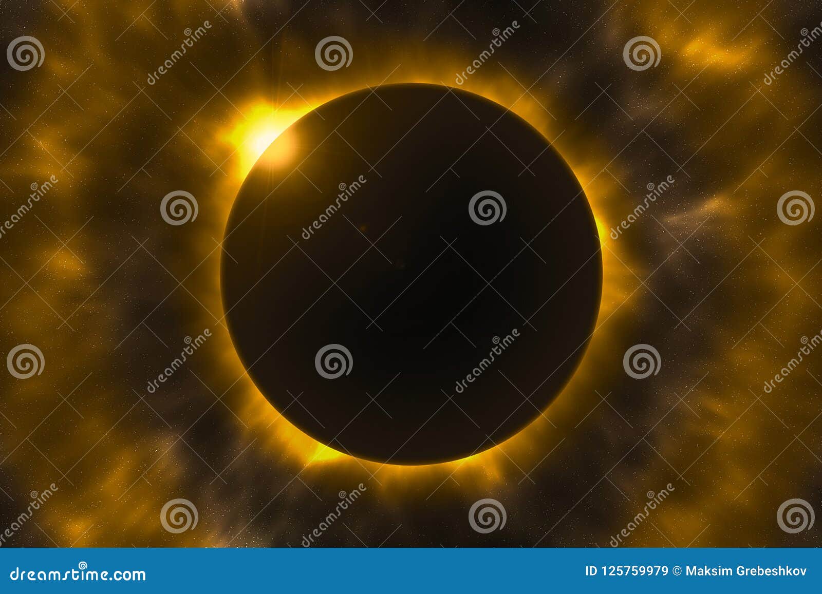 Total solar eclipse stock illustration. Illustration of moon - 125759979