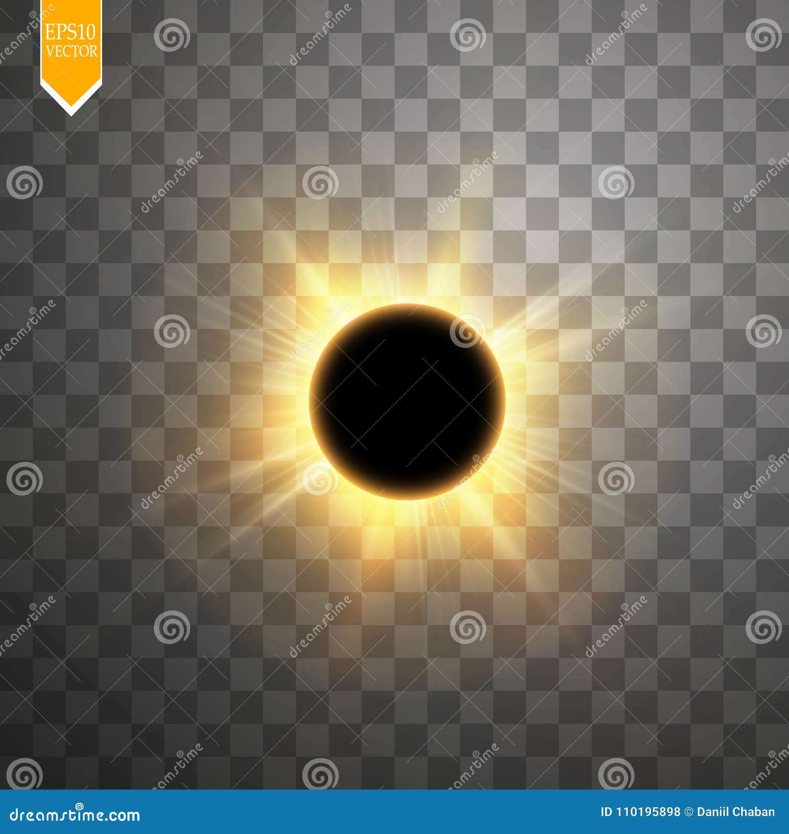 Total Solar Eclipse Vector Illustration on Transparent Background. Full ...