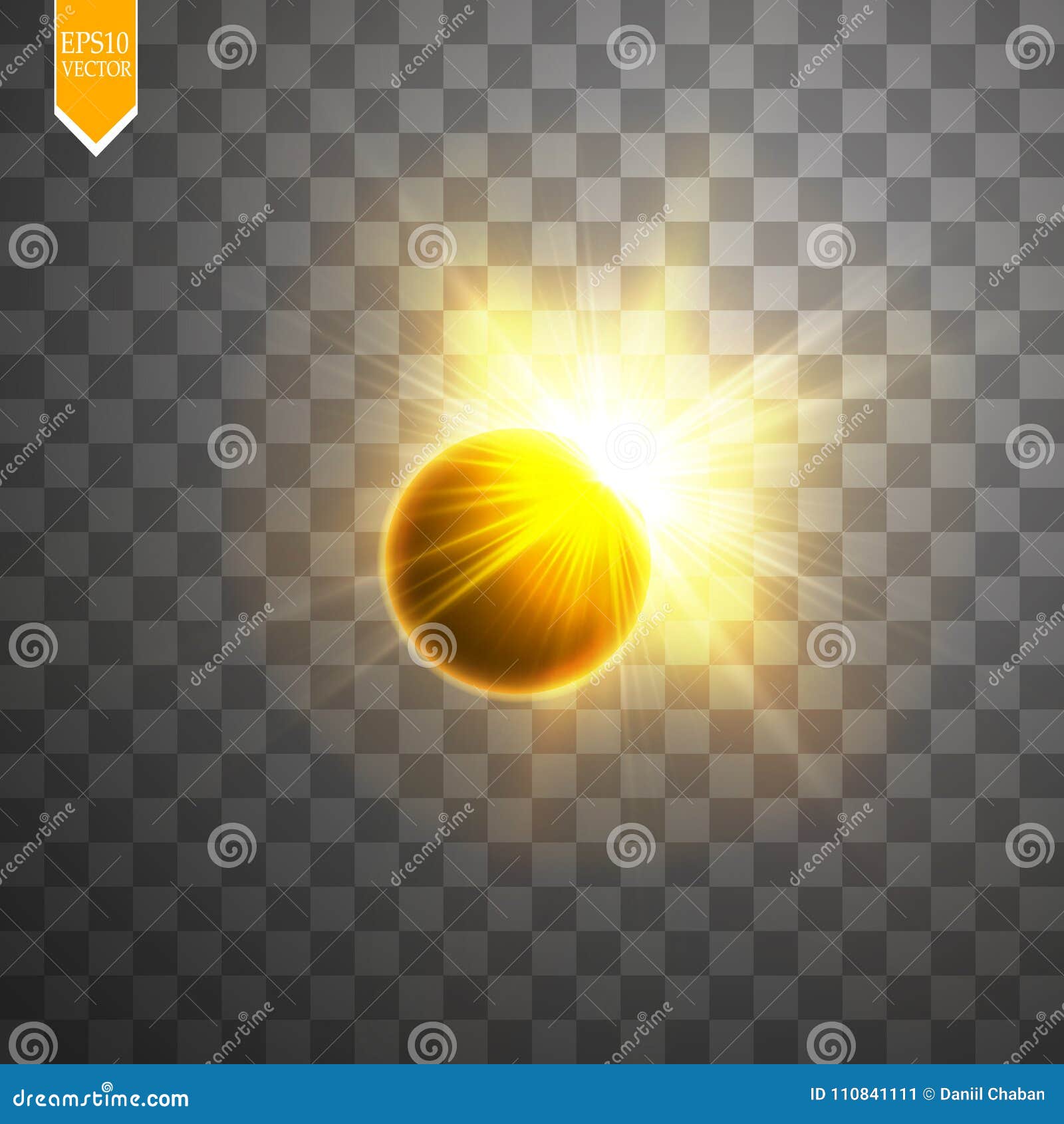 Total Solar Eclipse Vector Illustration on Transparent Background. Full ...